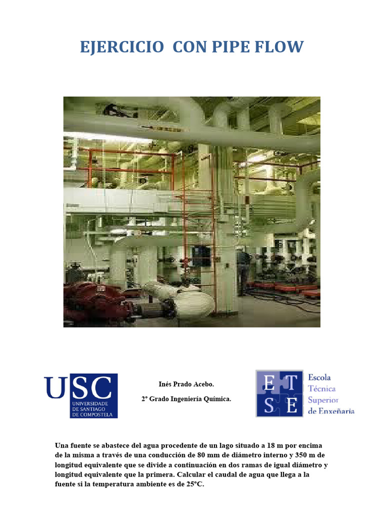 Ejercicio Con Pipe Flow | PDF | Tubería (transporte de fluidos) | Agua