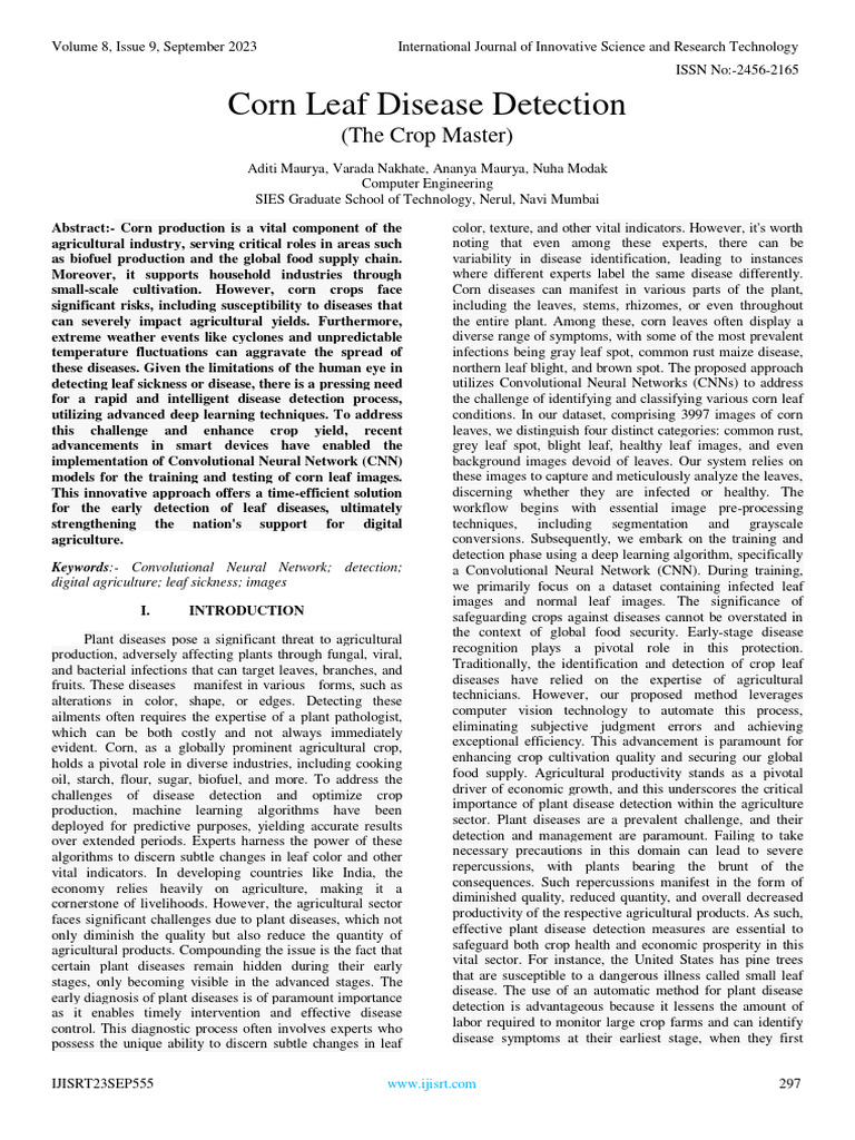 Corn Leaf Disease Detection The Crop Master Pdf