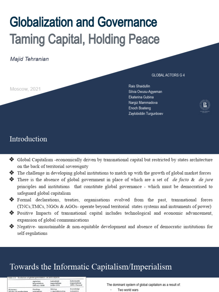 Globalization, Capitalism, and Governance Challenges | PDF | Asian ...