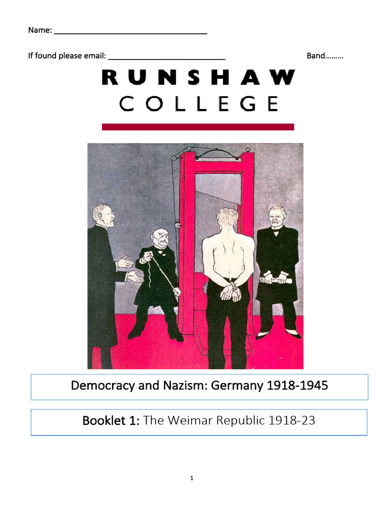 Booklet 1 - The Weimar Republic 1918-23 | PDF | German Empire | Weimar ...