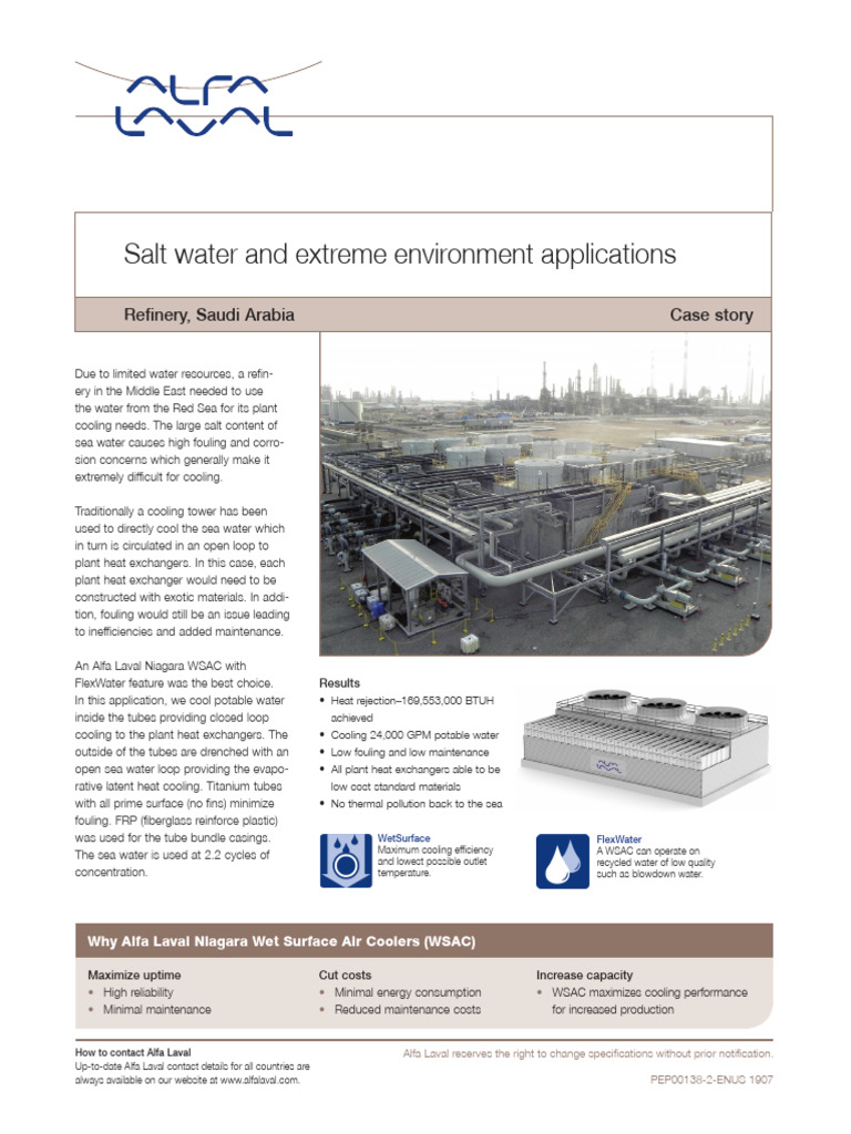 Alfa Laval Wet-Surface-Air-Coolers (WSAC) Brochure | PDF | Heat ...
