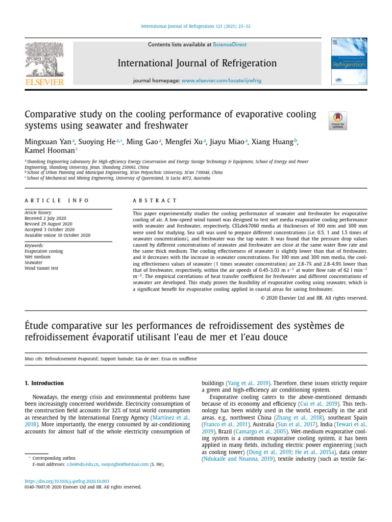 Coastal Evaporative Cooling Study | PDF | Water | Physical Sciences