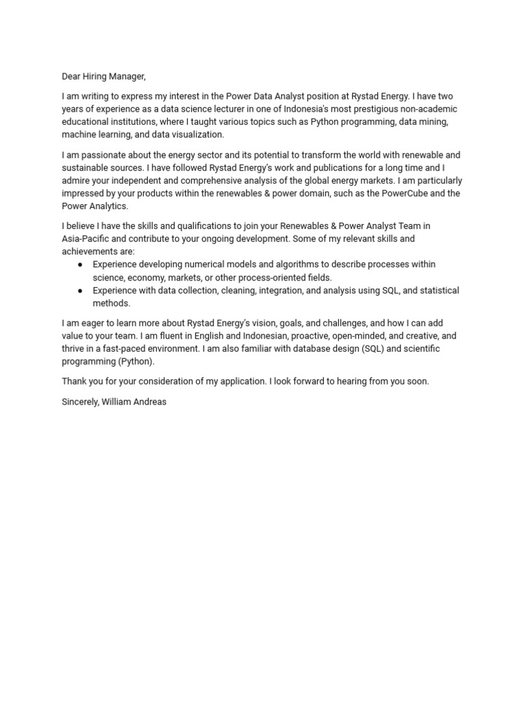 Motivation Letter | PDF