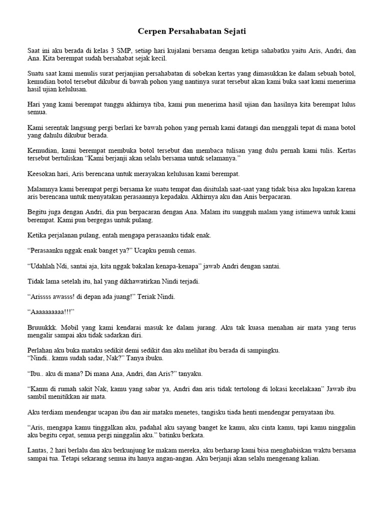 Cerpen Persahabatan Sejati | PDF | Agama & Spiritualitas