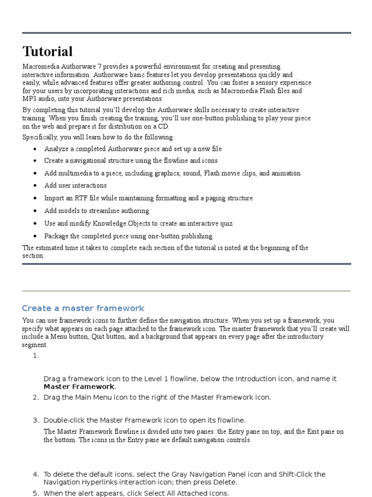 Introducing Author Ware 7 | PDF | Icon (Computing) | Menu (Computing)