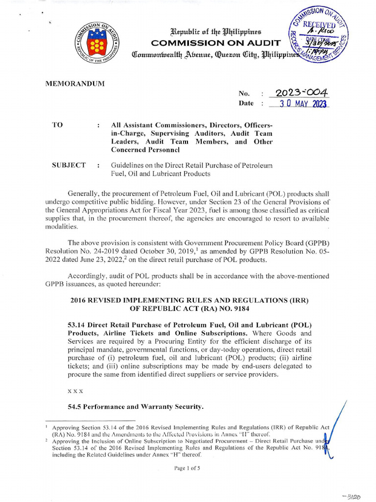 COA - M2023-004 - Direct Retail of Fuel | PDF