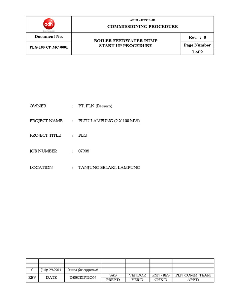 Boiler Feedwater Pump Startup Guide | PDF | Pump | Valve