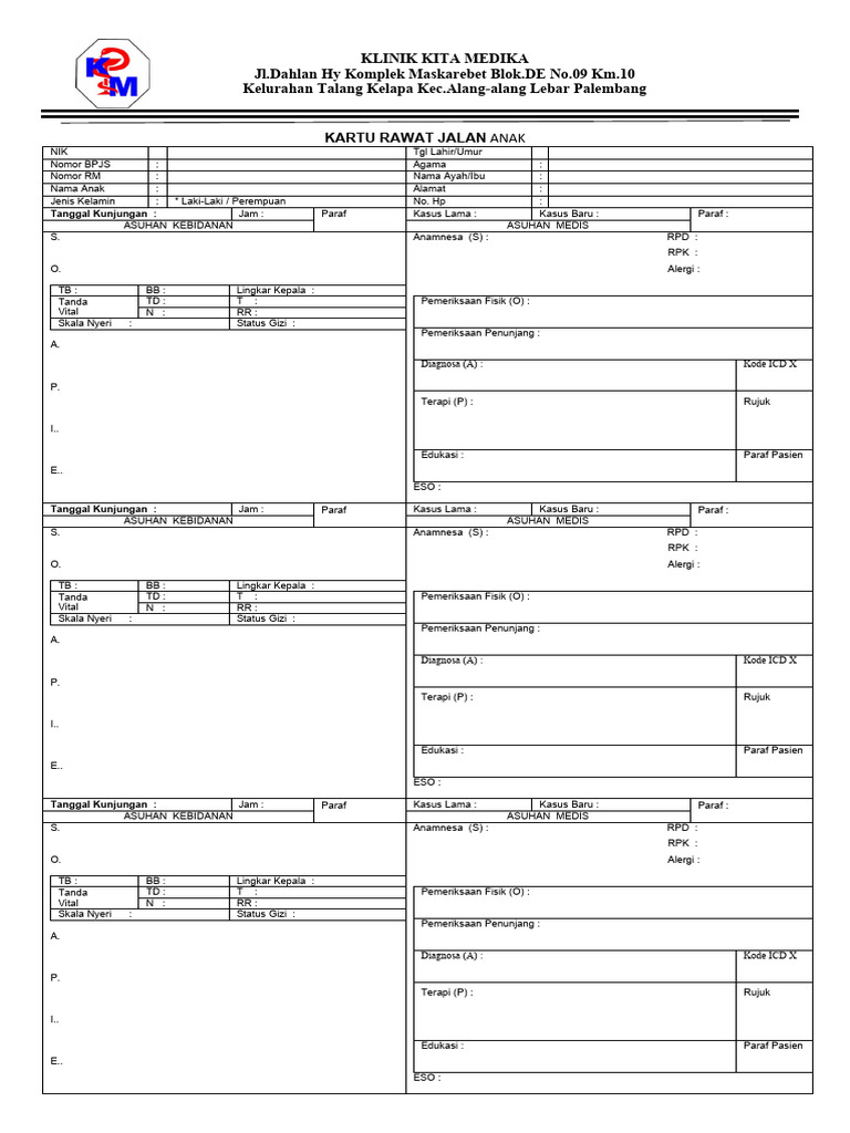 Rekam Medis Anak Klinik Kita Medika | PDF