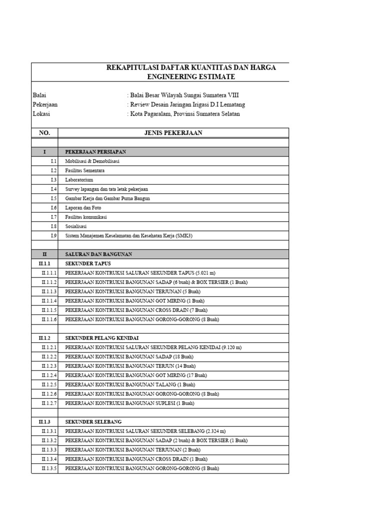 Rekap Total RAB Sekunder D.I Lematang | PDF