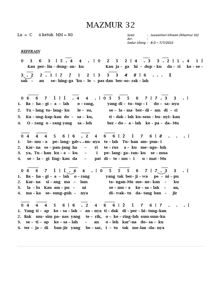 Notasi Mazmur 32 | PDF