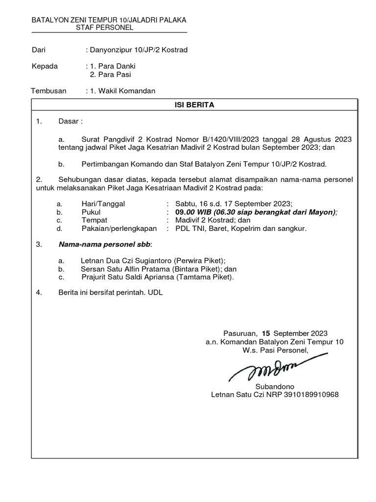 Berita Pa Ba Jaga Satri Madiv 16 September 2023 | PDF