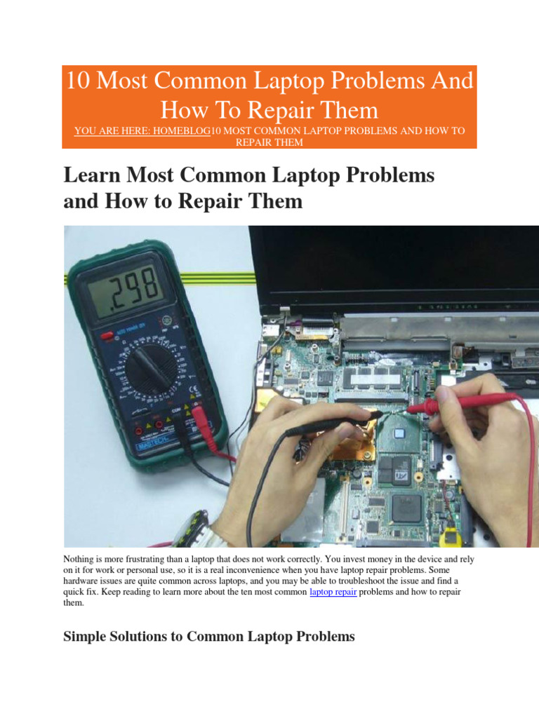 10 Most Common Laptop Problems and How To Repair Them | PDF | Laptop ...