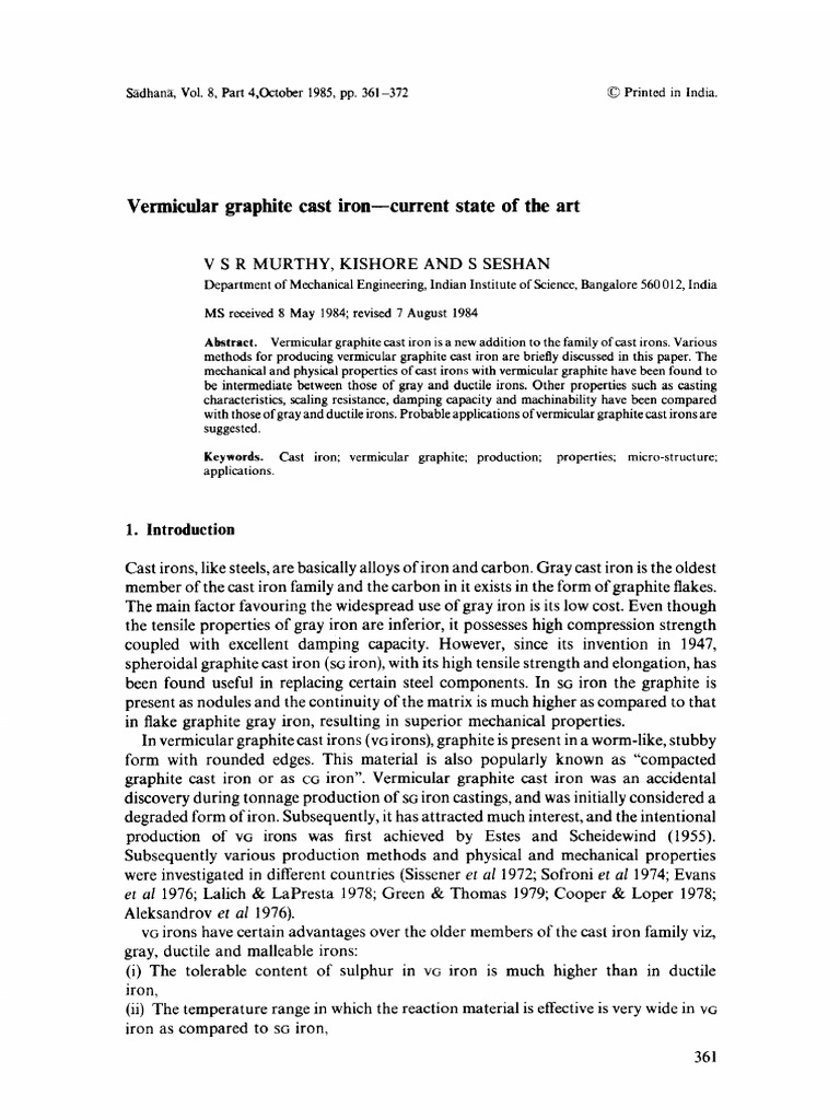 Vermicular Graphite Pdf Cast Iron Iron