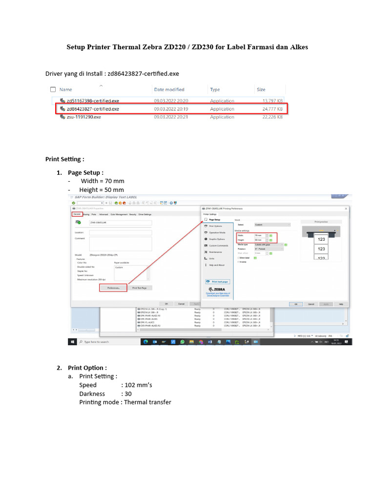 Setting Printer Zebra | PDF