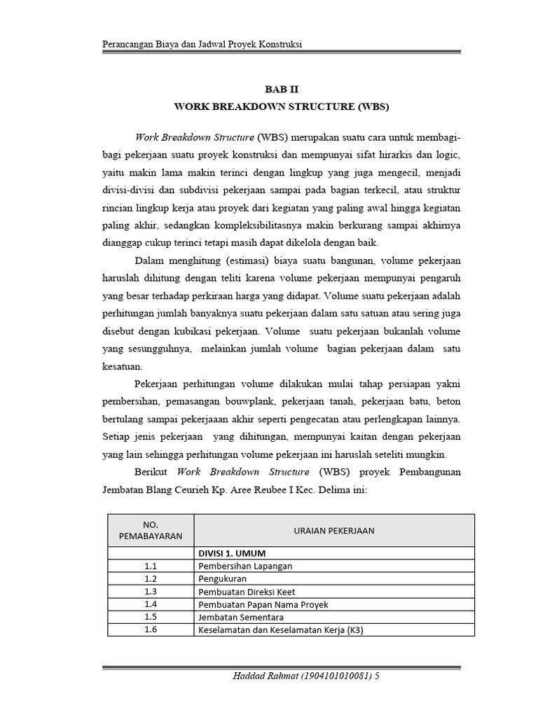 BAB II WBS (Haddad Rahmat) | PDF | Teknologi & Rekayasa