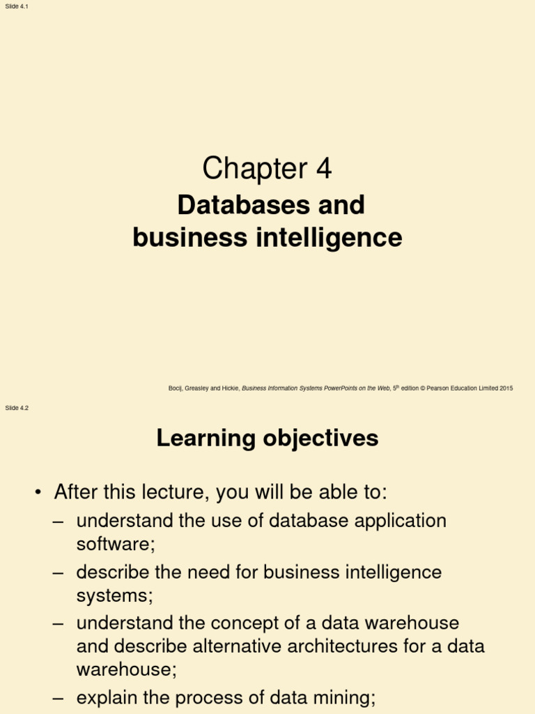 Chap 4 - Databases and Bus Intelligence | PDF | Business Intelligence ...