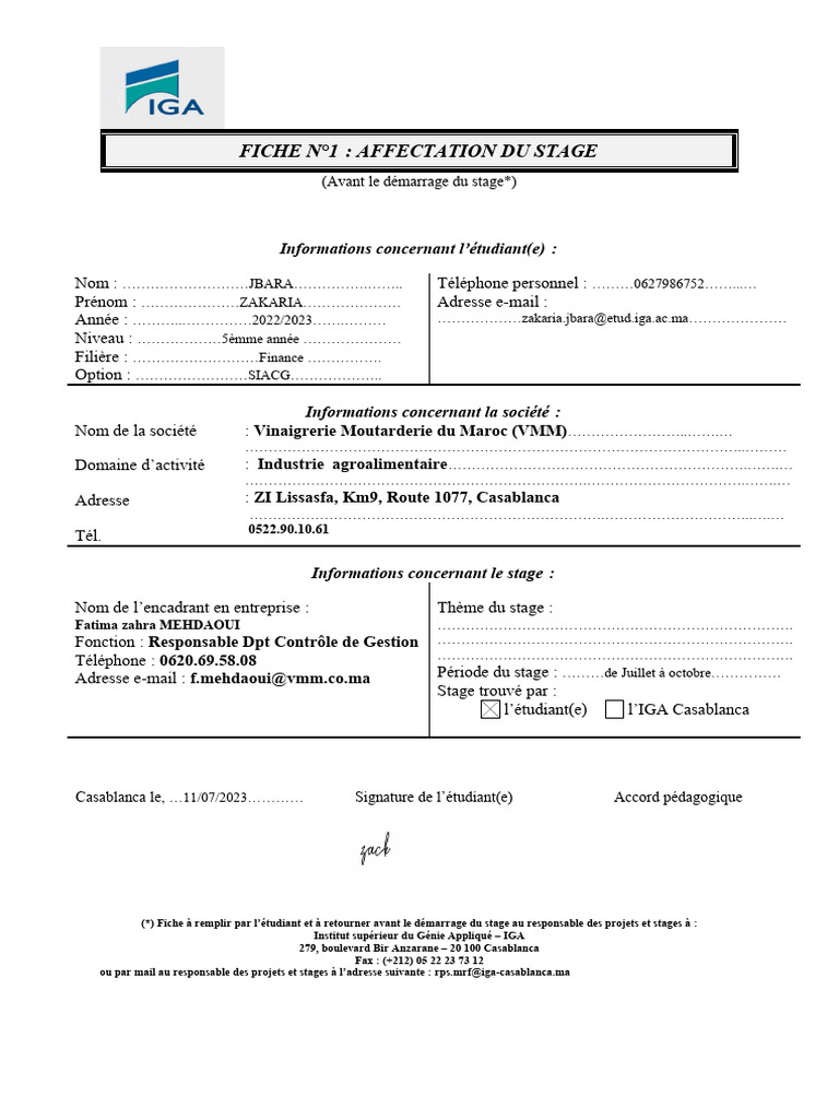 Affectation de Stage | PDF