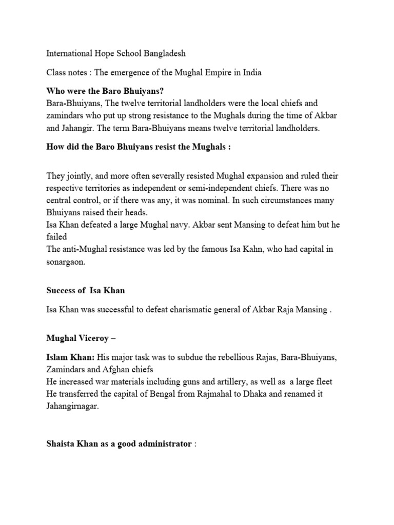 Class Notes The Establishment of Mughal Empire in India - 3 | PDF ...