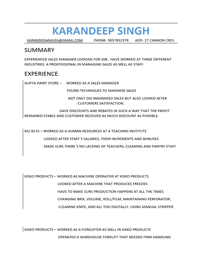 Resume For Wdi | PDF | Business