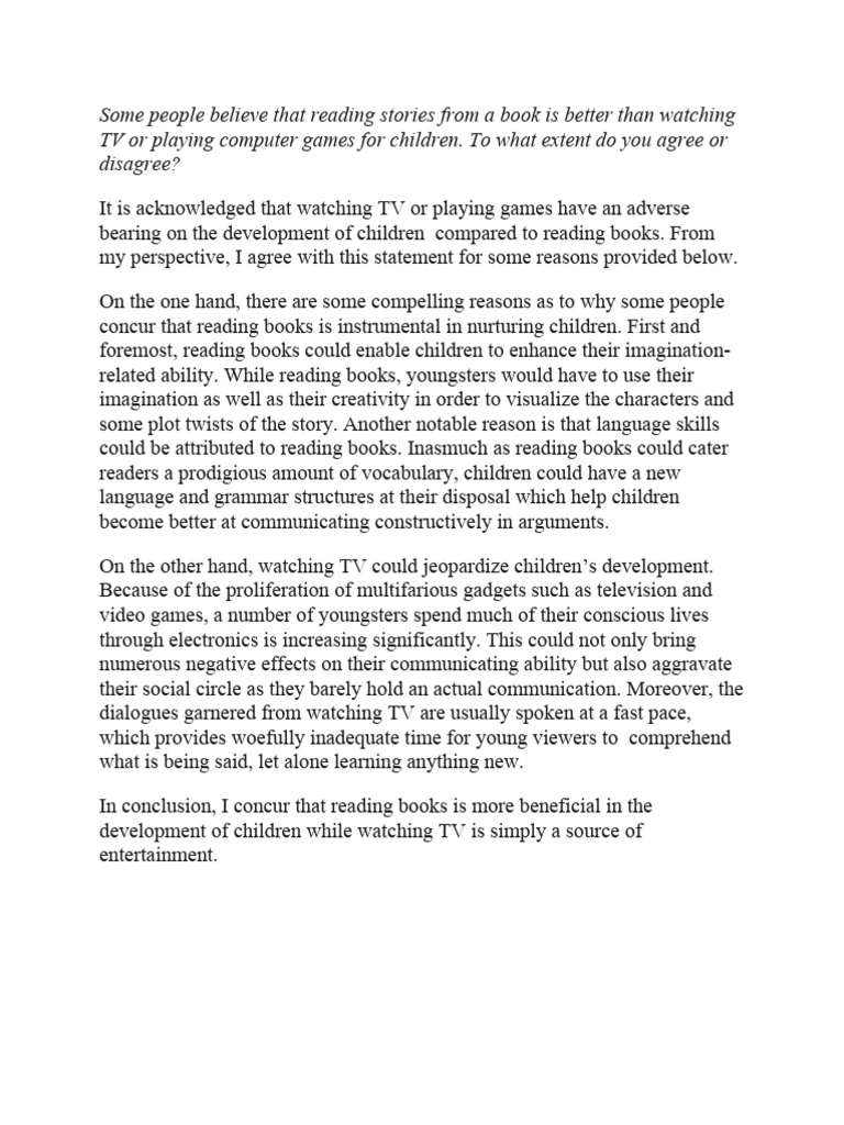 Ielts Writing Reading Story and Watching TV | PDF