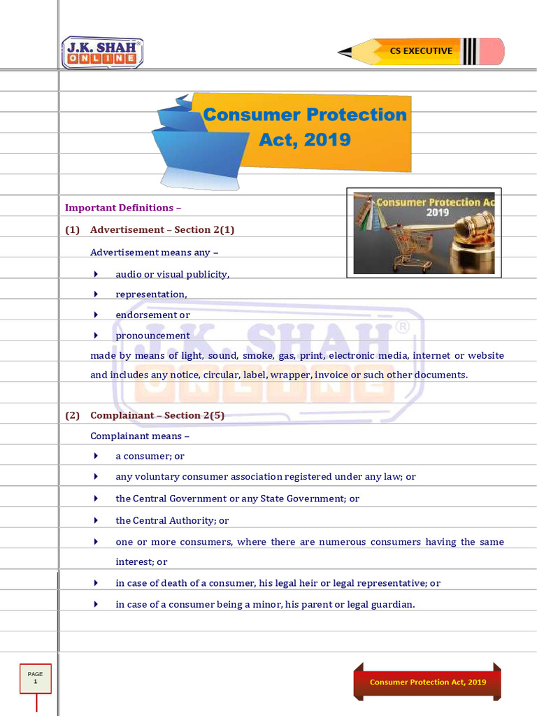 Consumer Protection Act 2019 Key Terms | PDF | Product Liability | Mediation