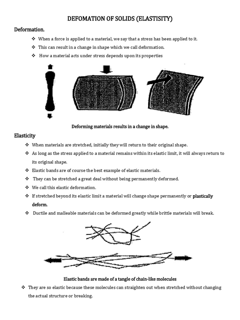 Defomation of Solids (Full Note) | PDF | Deformation (Engineering ...