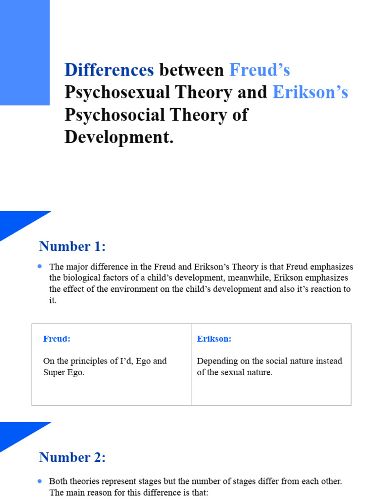 Differences Between Freud and Erikson Theory | PDF | Id | Sigmund Freud