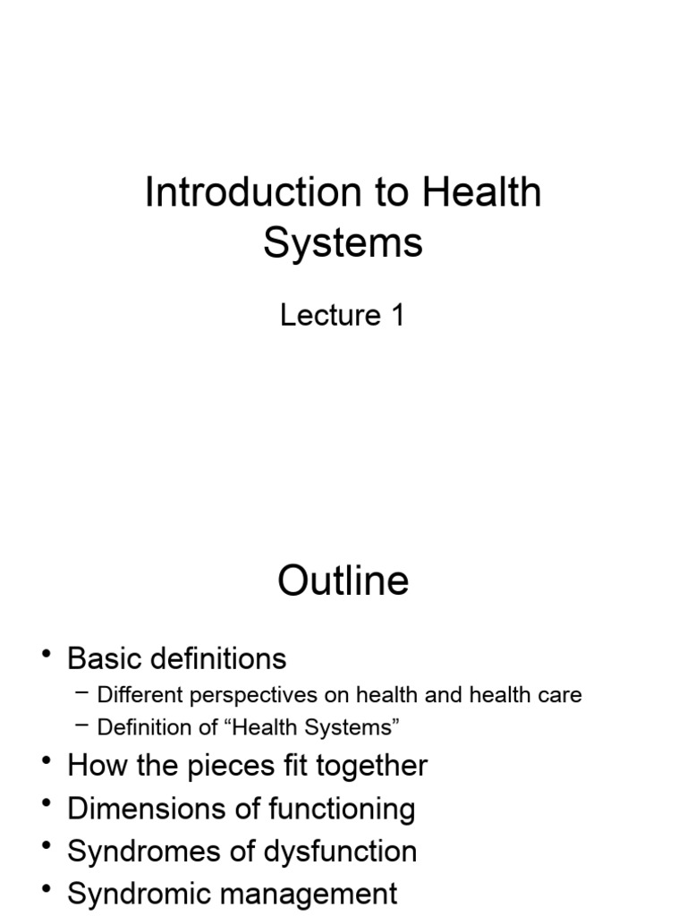 Unit 1 - Introduction To Health Systems | PDF