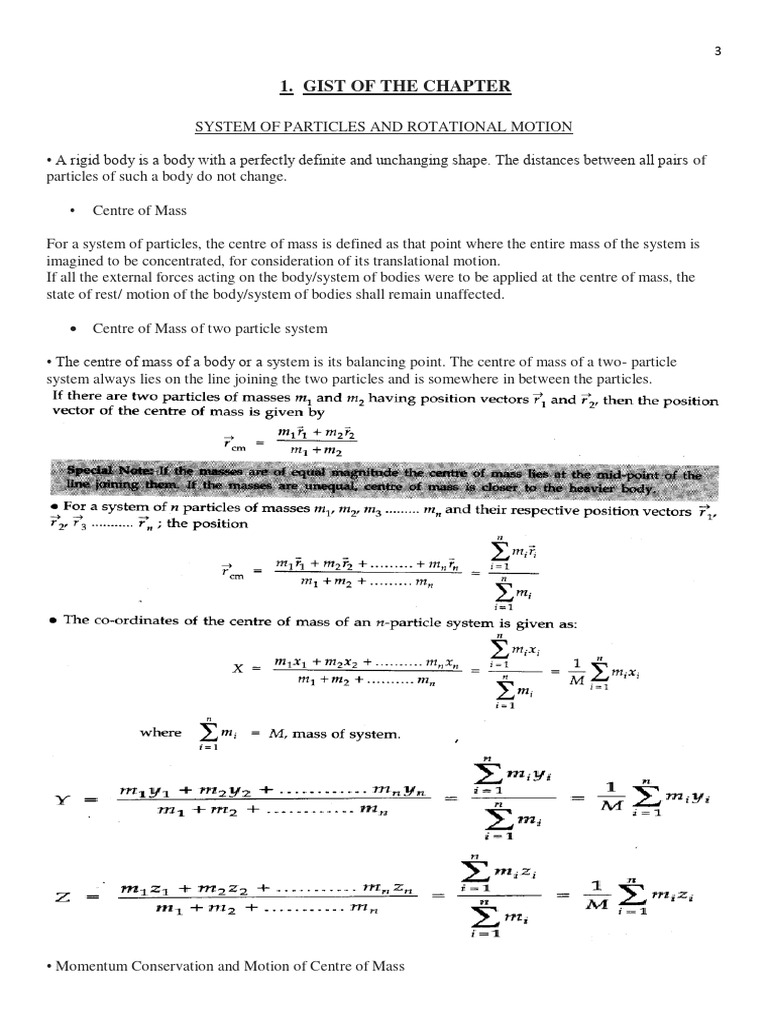 CH-7 System of Particles and Rotaional Motion | PDF | Rotation Around A Fixed Axis | Torque
