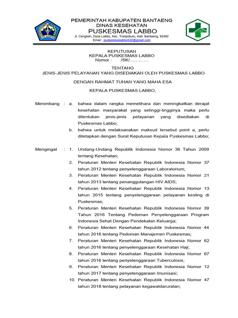 Contoh SK Labbo | PDF | Kesehatan Holistik