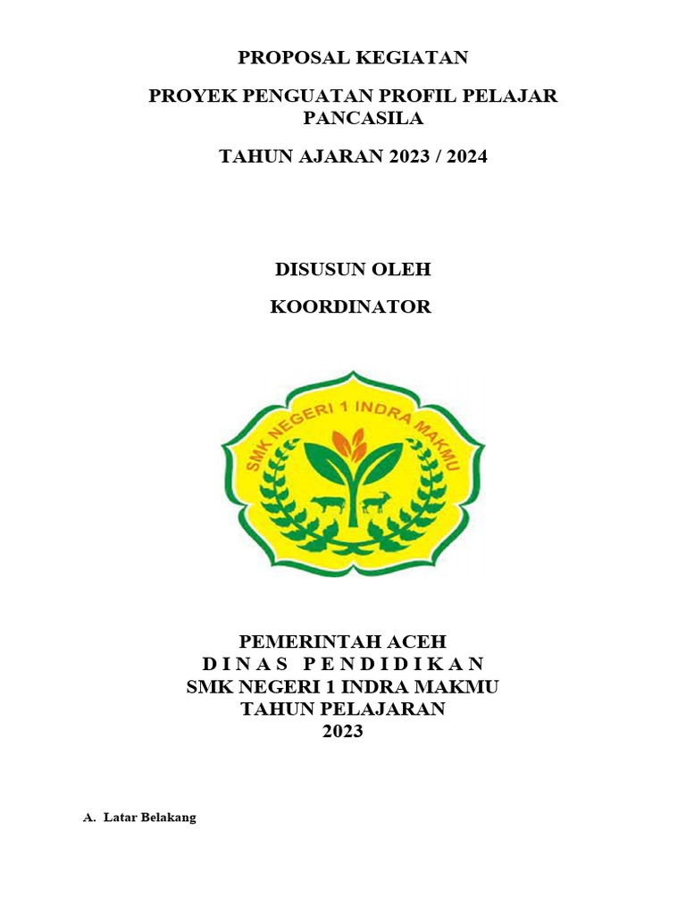 Proposal Kegiatan P5 | PDF