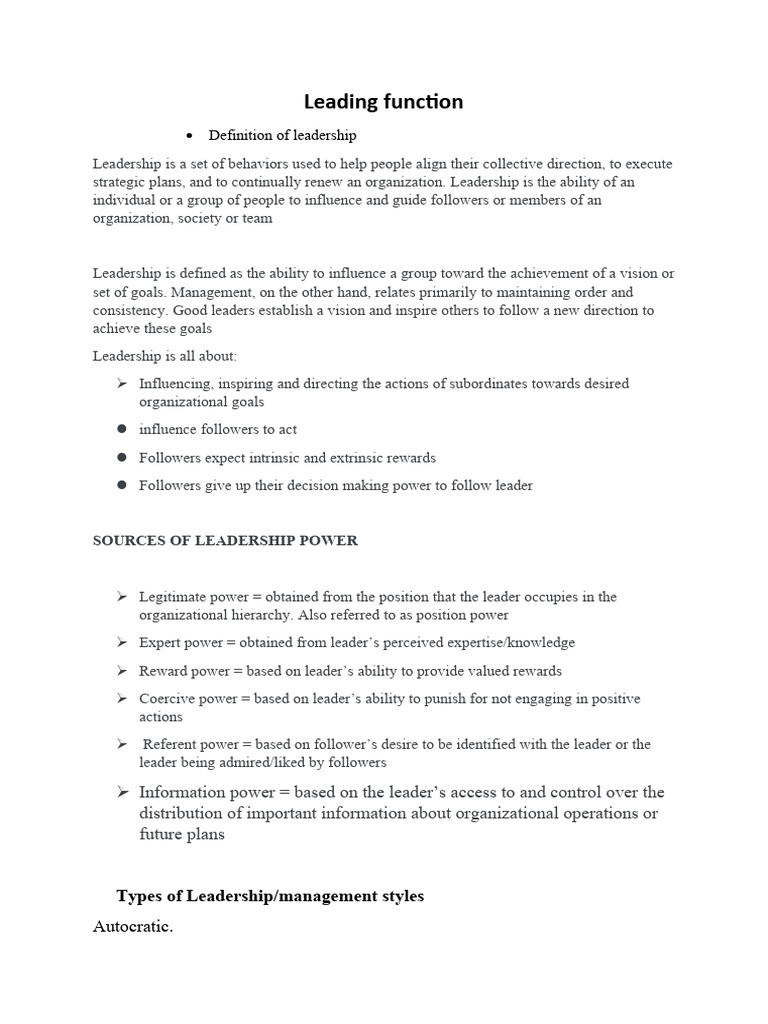 Introduction To Leading | PDF | Leadership | Power (Social And Political)