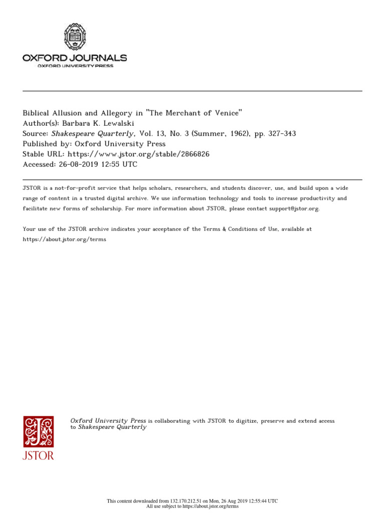 Biblical Allegory in The Merchant of Venice | PDF | The Merchant Of ...