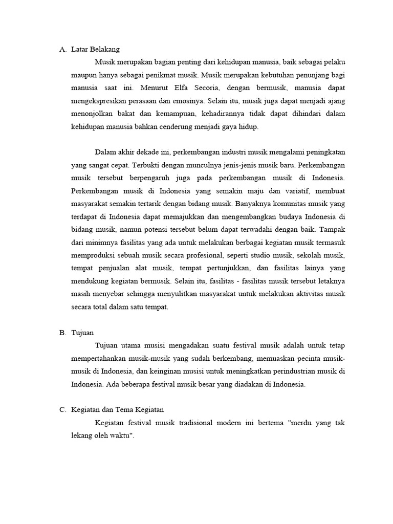 Proposal Kegiatan Festival Musik Tradisional Modern Di Kabupaten Berau ...