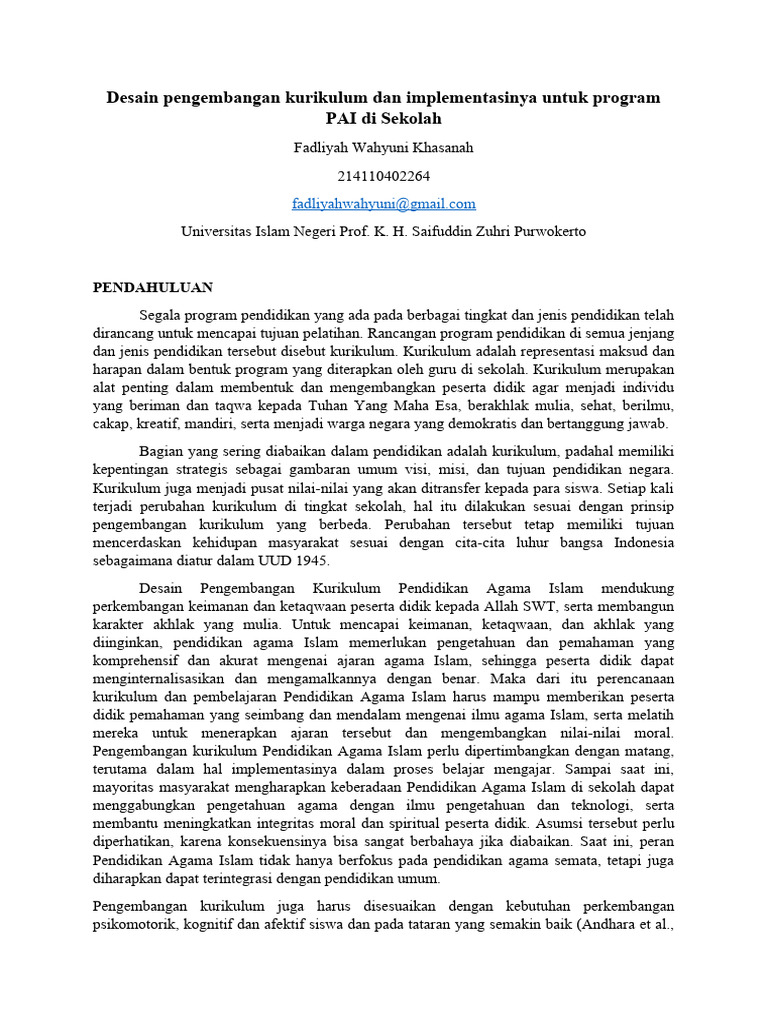 Jurnal Desain Pengembangan Kurikulum Pai-3 | PDF