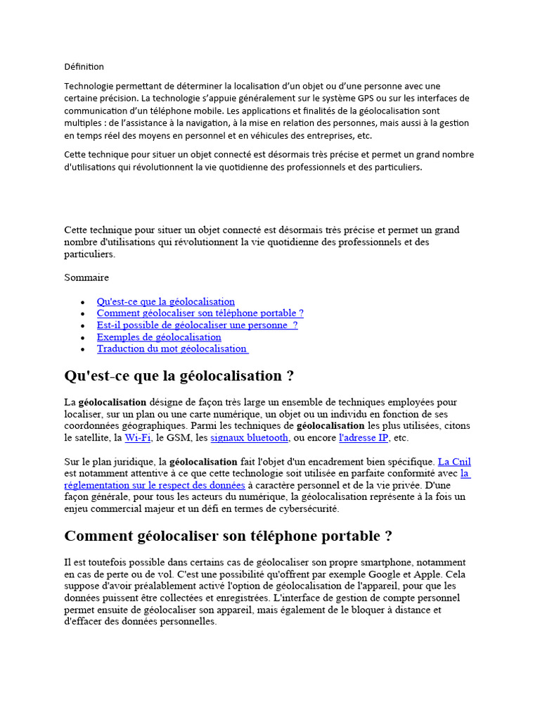 Définition | PDF | Système de positionnement global | Optimisation de ...