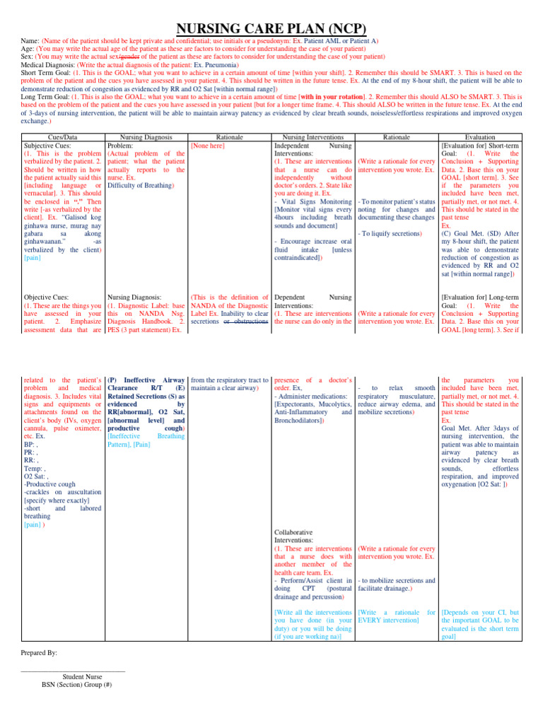 Nursing Care Plan Ncp Pdf Nursing Respiratory Tract