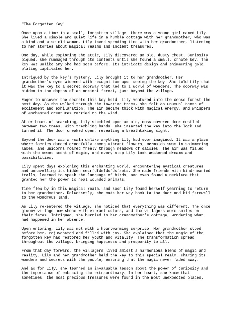 The Forgotten Key Lily | PDF