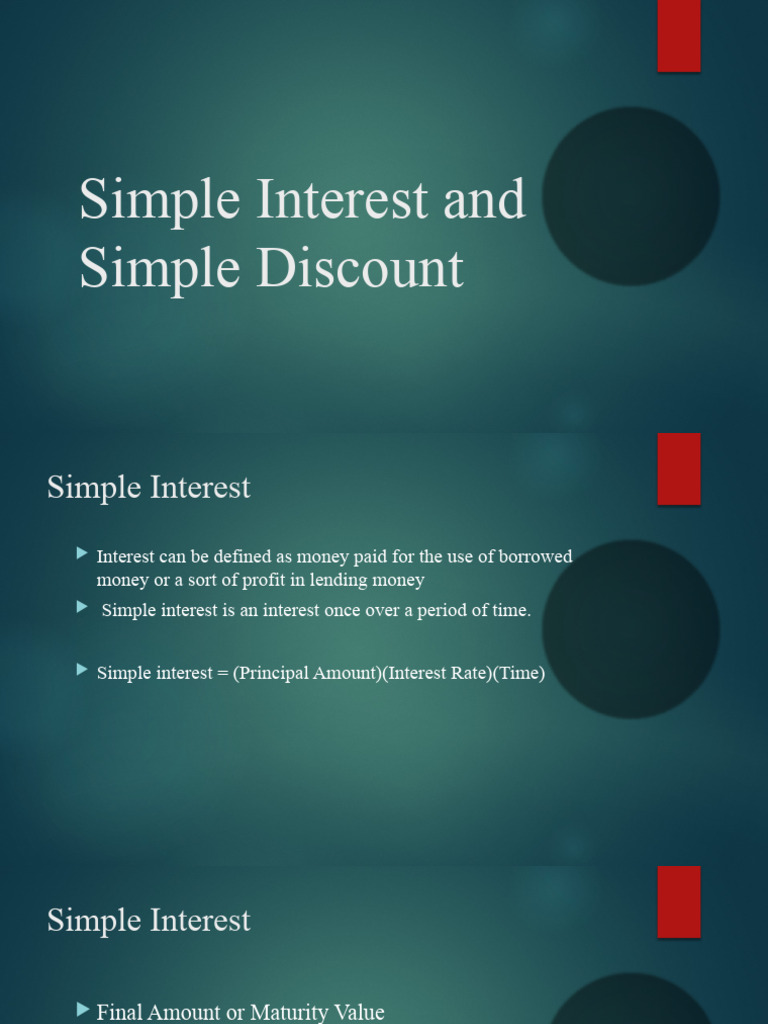 Simple Interest and Discount Notes Explained | PDF