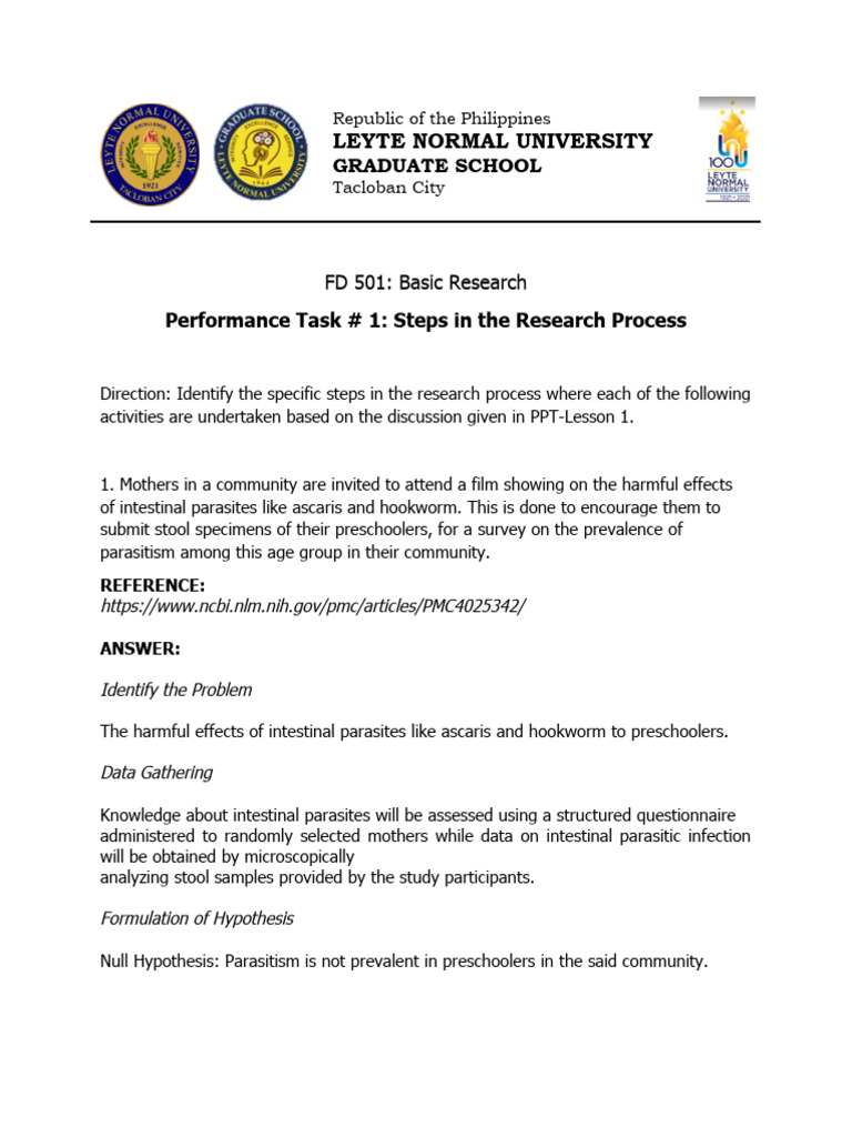 FD - 501 - Basic Research - Performance Task # 1 - Rinalyn S. Almanza | PDF
