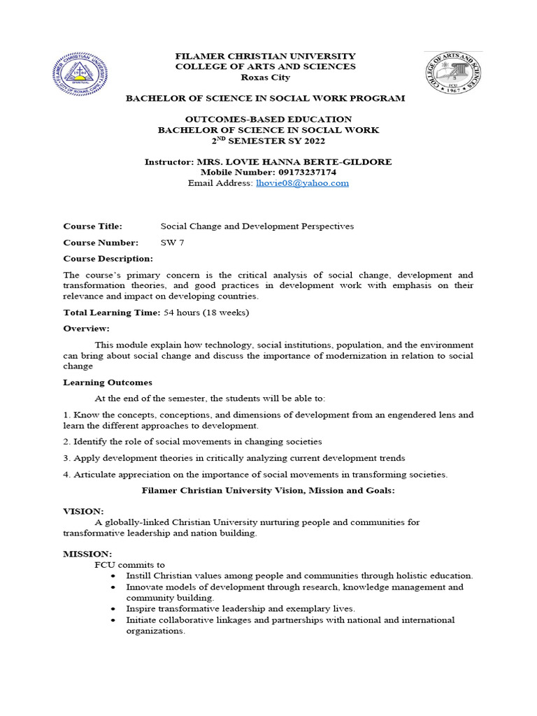 MODULE in Social Change and Development Perspectives | PDF | Leadership ...