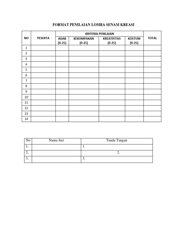Format Penilaian Lomba Senam Kreasiiiiii | PDF