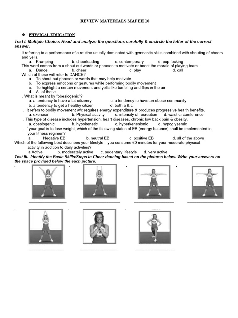 MAPEH 10 Review Materials: PE, Health, Music | PDF | Health ...