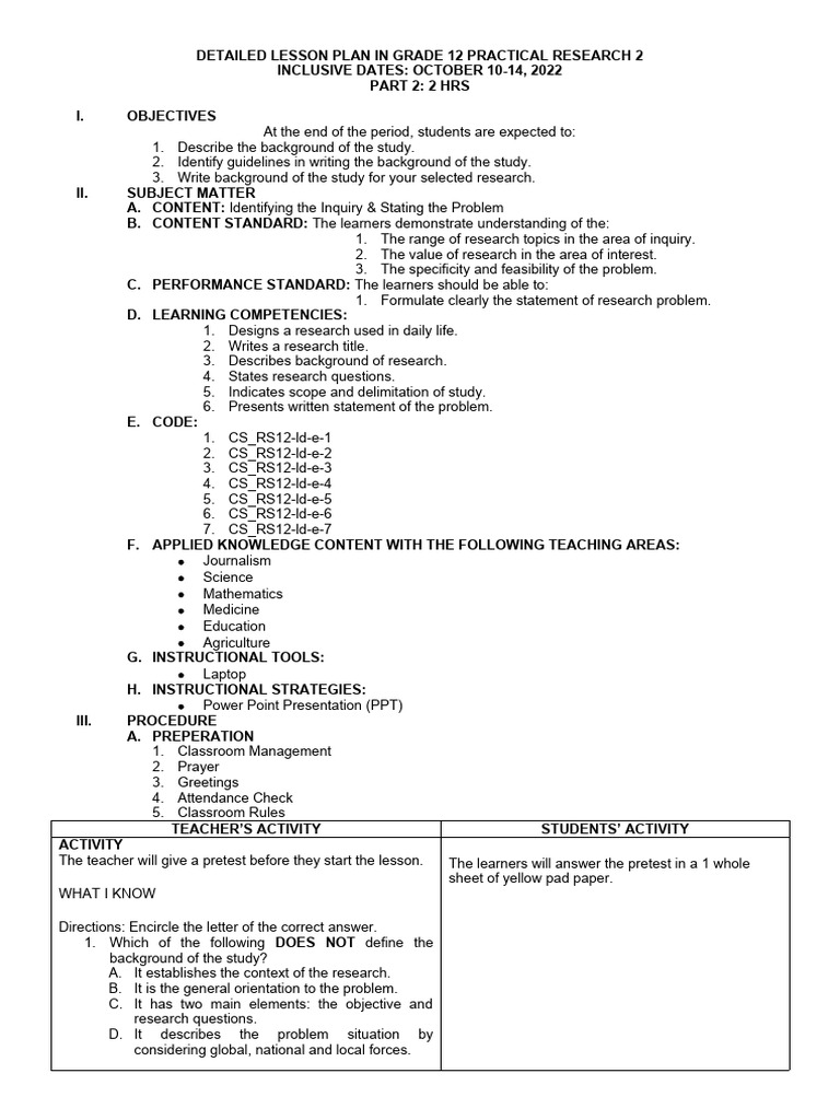 DLP PR2 Q1 Week6 P2 | PDF | Learning | Lesson Plan