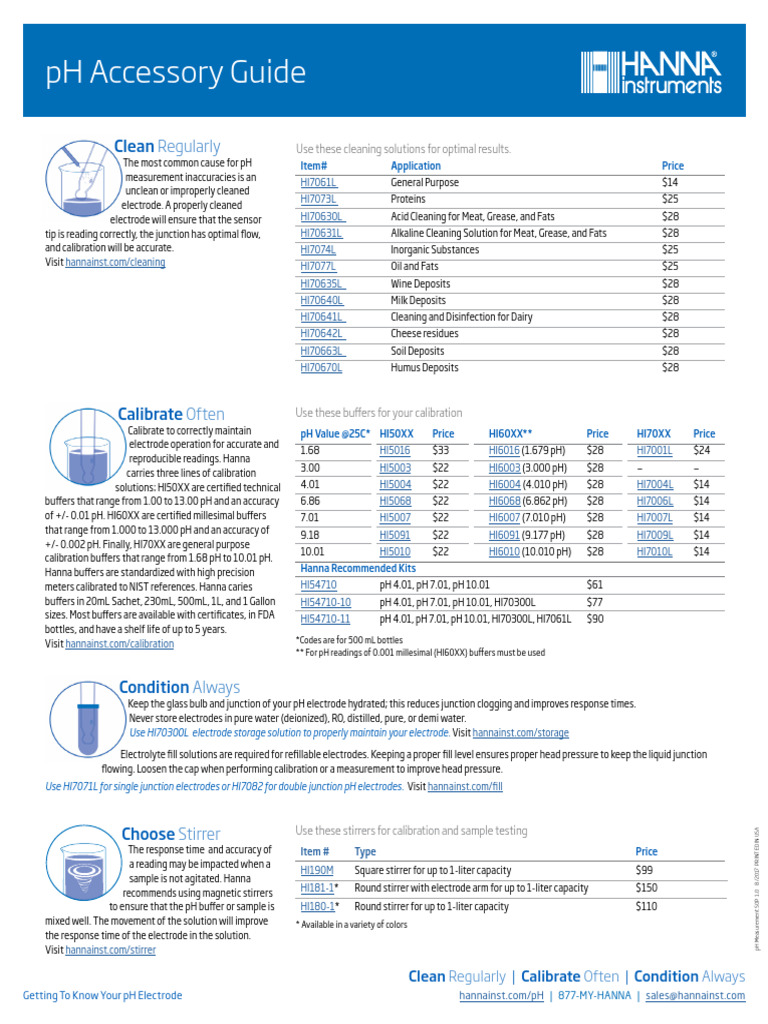 ph-accessory-guide--hanna-instruments | PDF | Ph | Calibration