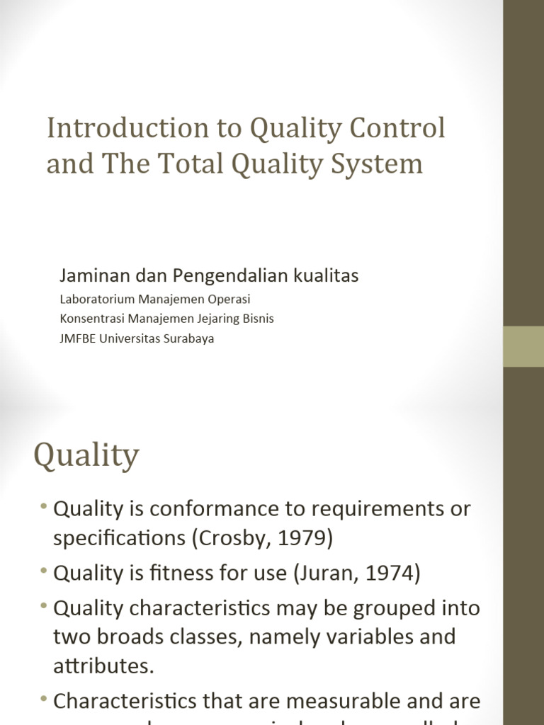 Introduction To Quality Control and The Total | PDF | Categorical ...