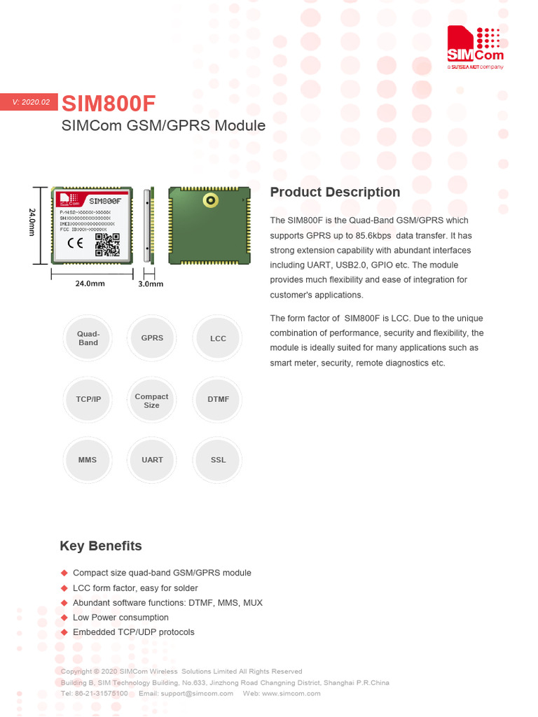 SIM800F | Download Free PDF | General Packet Radio Service | Gsm
