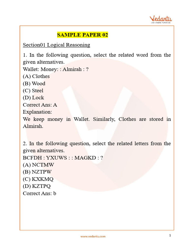 NCO Olympiad Sample Paper 2 For Class 6 With Solutions | PDF | Computer ...