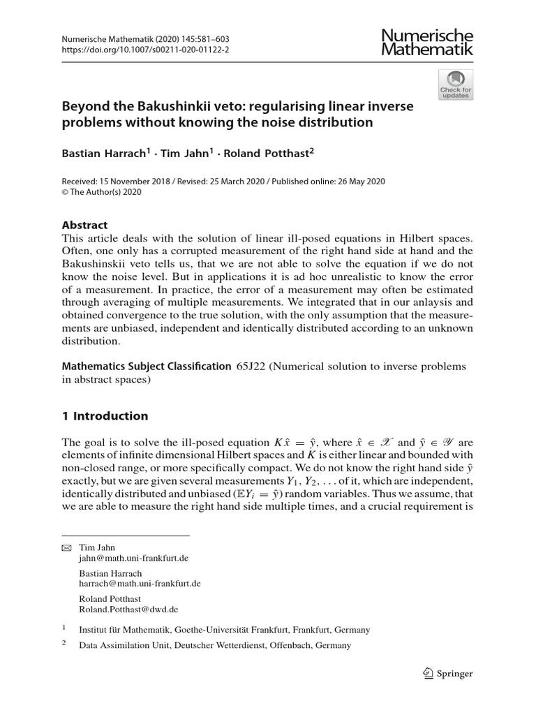 Beyond The Bakushinkii Veto - Regularising Linear Inverse Problems ... Beyond The Bakushinkii Veto - Regularising Linear Inverse Problems ...