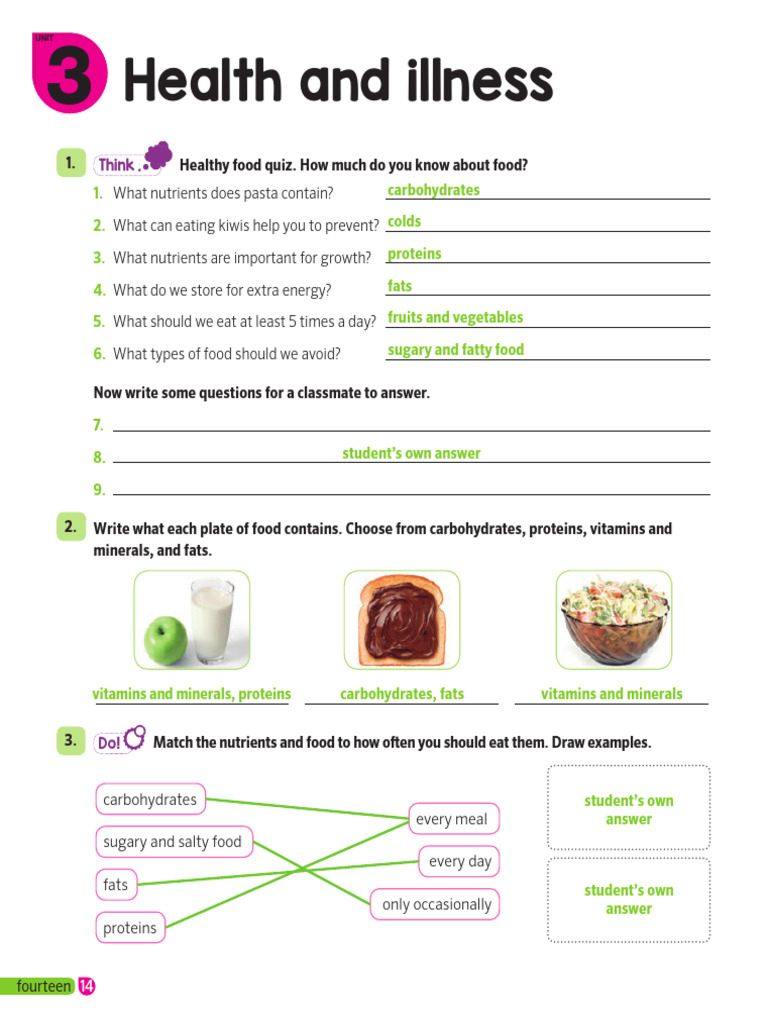 NS4 Cam Health Illness Activity Book Answerkey | PDF | Foods | Vitamin